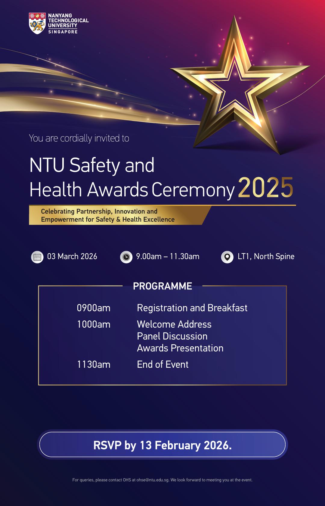 NTU Safety & Health Awards 2025 | NTU Singapore