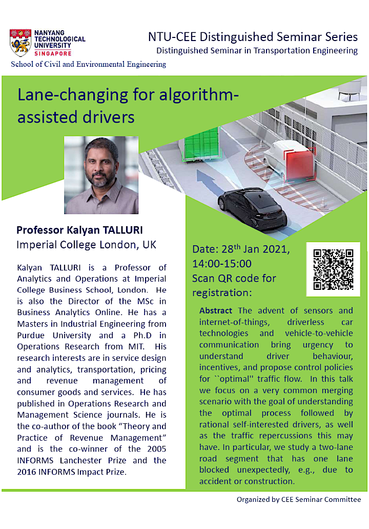 NTU-CEE Distinguished Seminar Series: Lane-Changing for Algorithm ...
