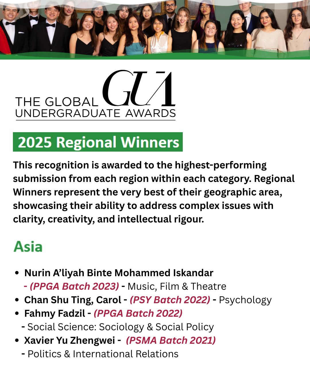 NTU and SSS Shine at the Global Undergraduate Awards 2025 | School of Social Sciences | NTU ...