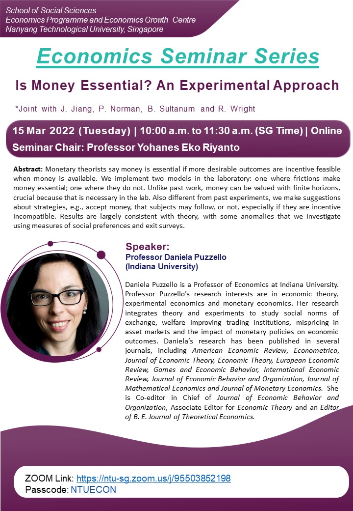 Economics Seminar Is Money Essential? An Experimental Approach | School ...