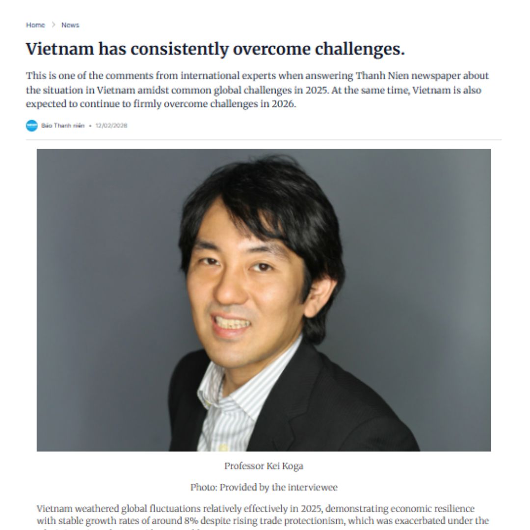 Kei Koga, Head of PPGA, featured in Báo Thanh Niên on Vietnam’s outlook ...