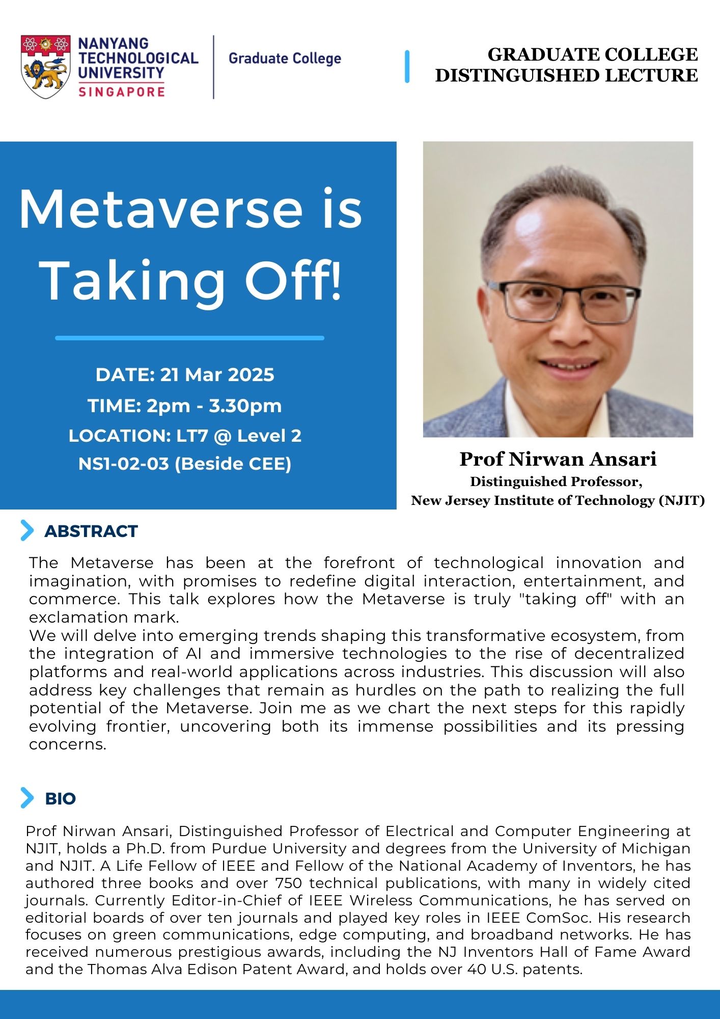 GC Distinguished Lecture Graduate College NTU Singapore GC Distinguished Lecture Graduate College NTU Singapore