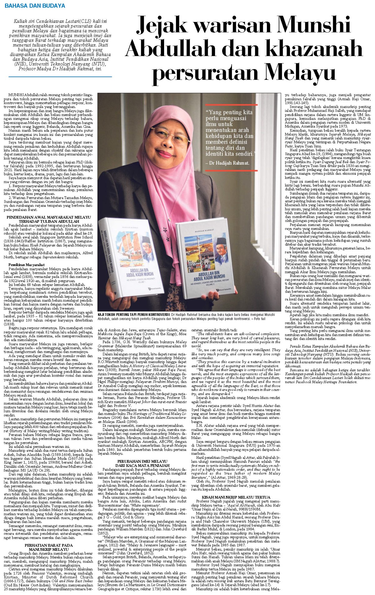 20211011 Jejak warisan Munshi Abdullah dan khazanah persuratan Melayu ...