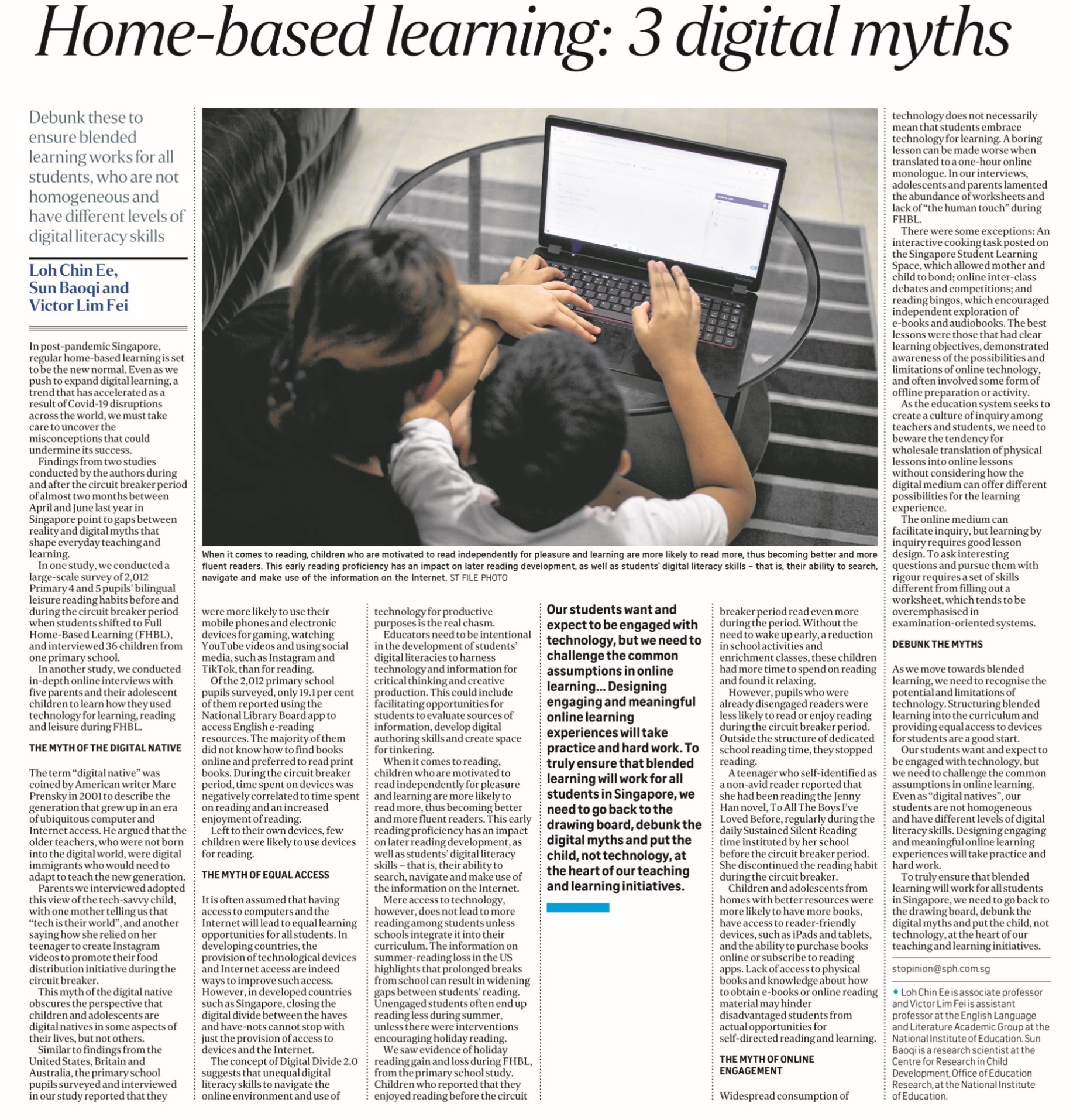 Home-based learning: 3 digital myths | National Institute of Education (NIE) | NTU Singapore